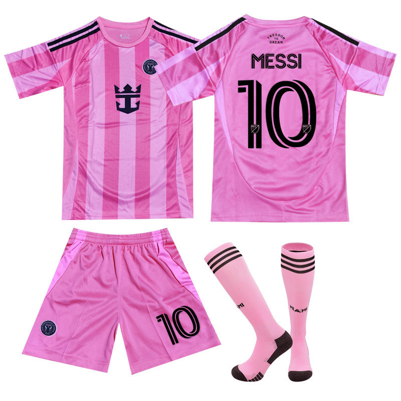 2526 Novo Kit de Futebol Miami Home Rosa No.10 Messi 9 Camisa Uniforme ...
