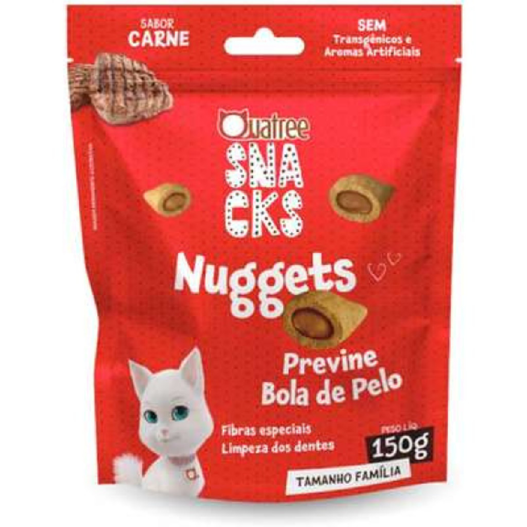 Petisco Quatree Snacks Nuggets Gatos Bola de Pelo Carne 150g | Shopee ...