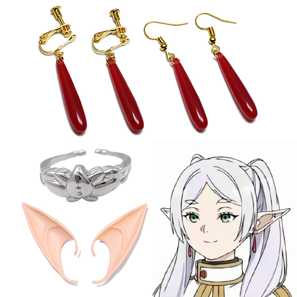 Anime Frieren No Brincos Funerais Elf Ears Earl Clip Ring Acessório De ...