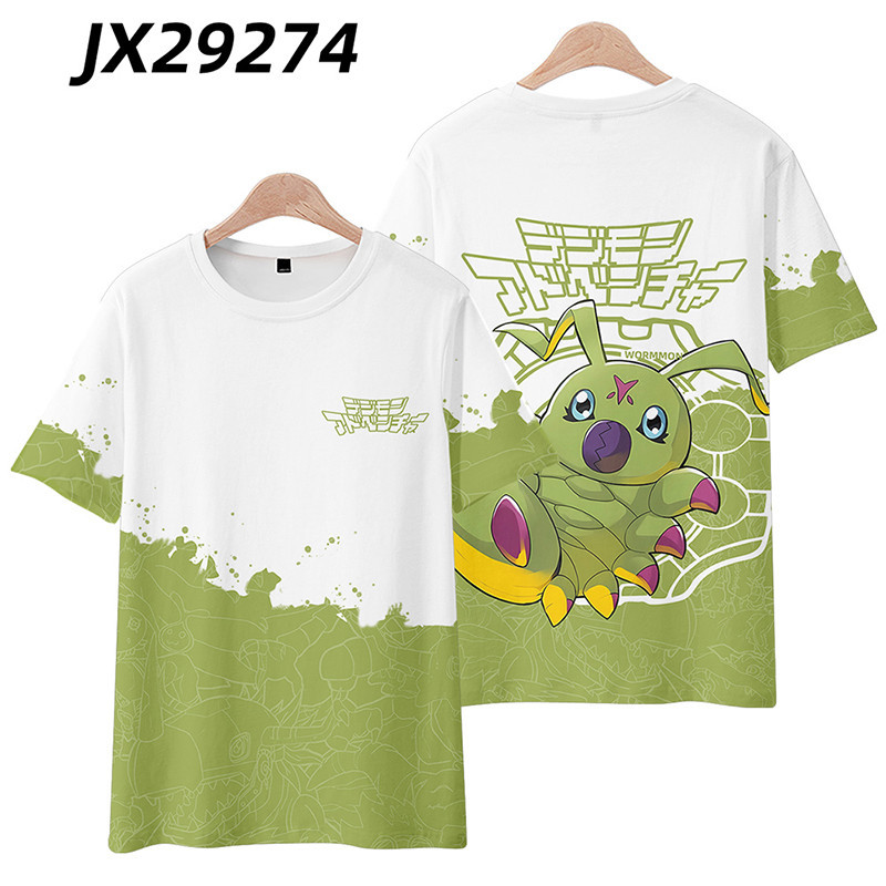 Anime Digimon Adventure 3D Print T Shirt Mulher Homens V-mon Wormmon ...