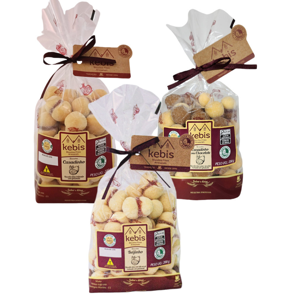 Kit 3 Biscoitos Kebis Caseiro Casadinho, Casadinho com Chocolate e ...