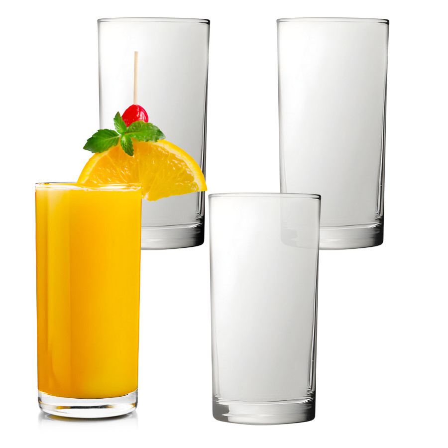 Jogo 4 Copo De Vidro Grosso Alto Long Drink Suco Agua 300ml | Shopee Brasil