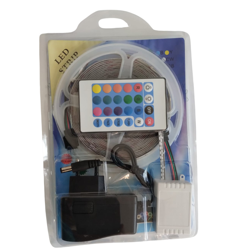 Fita de Led Fio Rgb Com Fonte 5m Colorida Controle 12V Bivol | Shopee ...