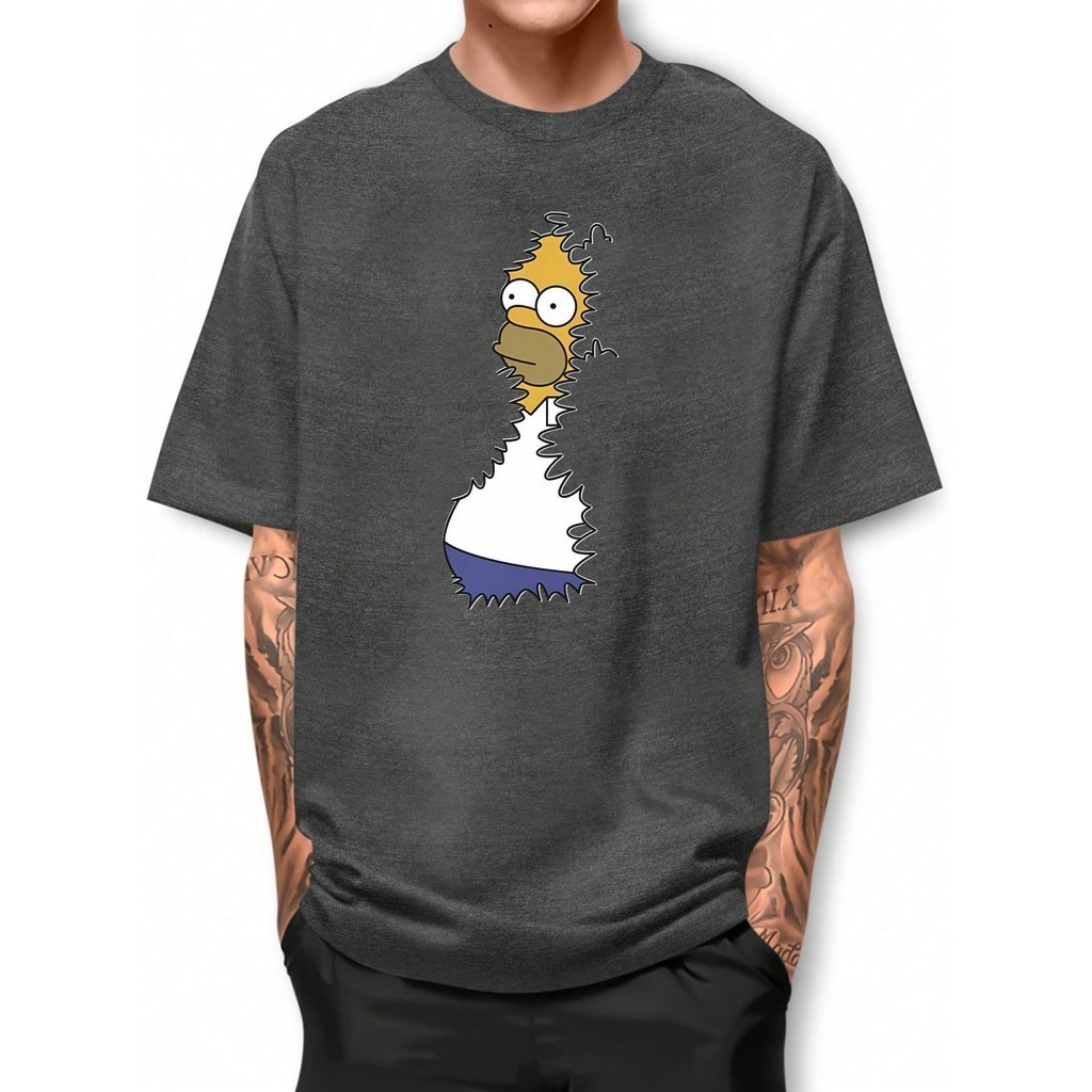 Camisa Oversized Básica Casual Desenho Hommer Meme | Shopee Brasil