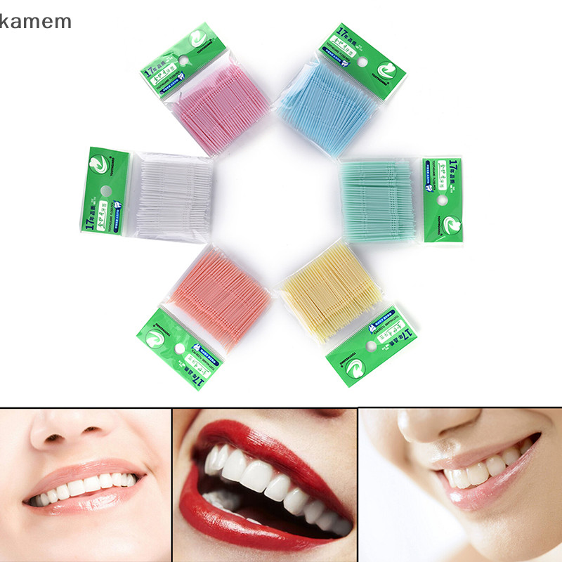 Kamem 100Pcs Palitos Plásticos Higiene Oral 2 Way Escova Interdental ...
