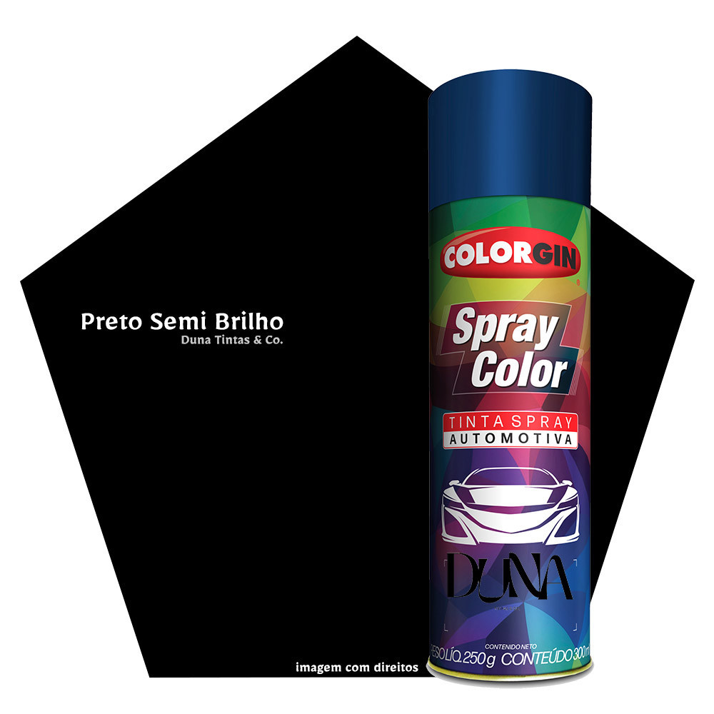 Tinta Spray Automotiva Colorgin 300ml Preto Semi Brilho | Shopee Brasil
