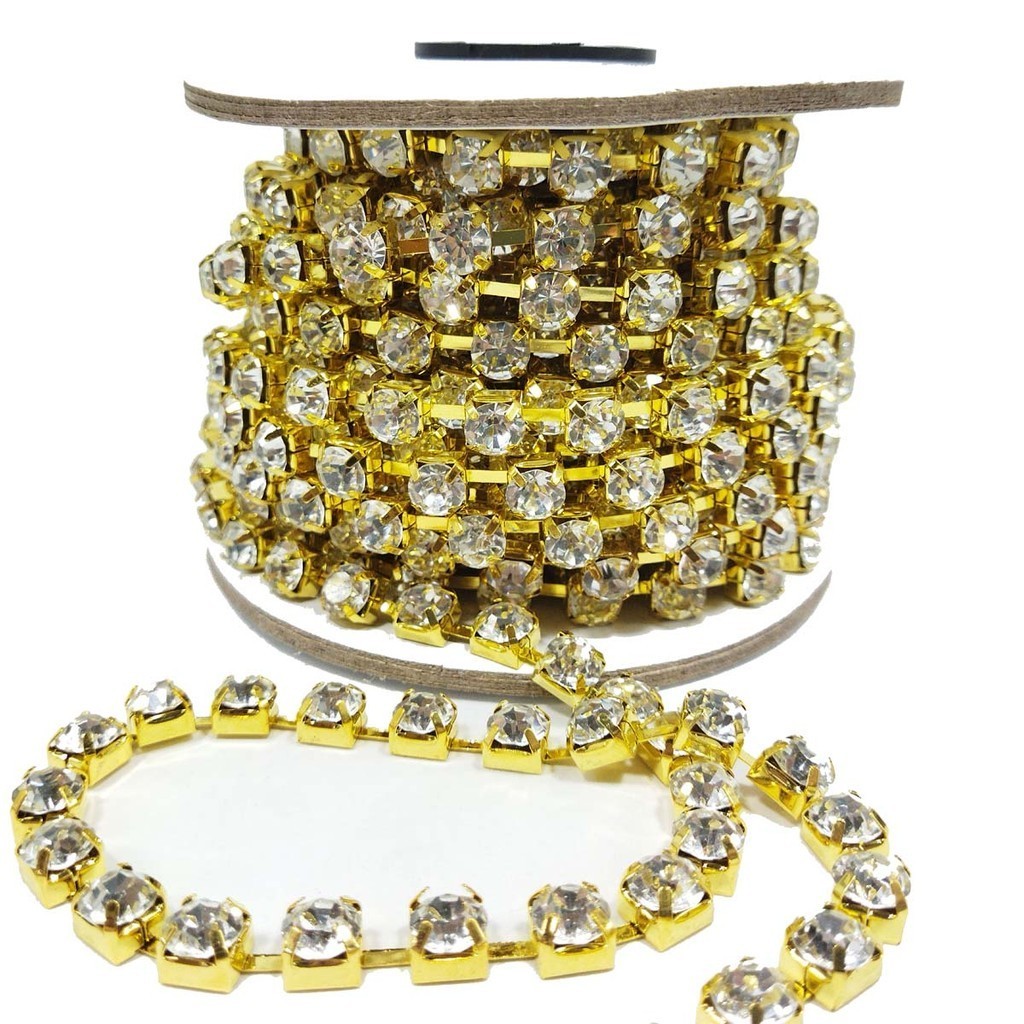 Rolo de Strass Dourado 8mm | Shopee Brasil