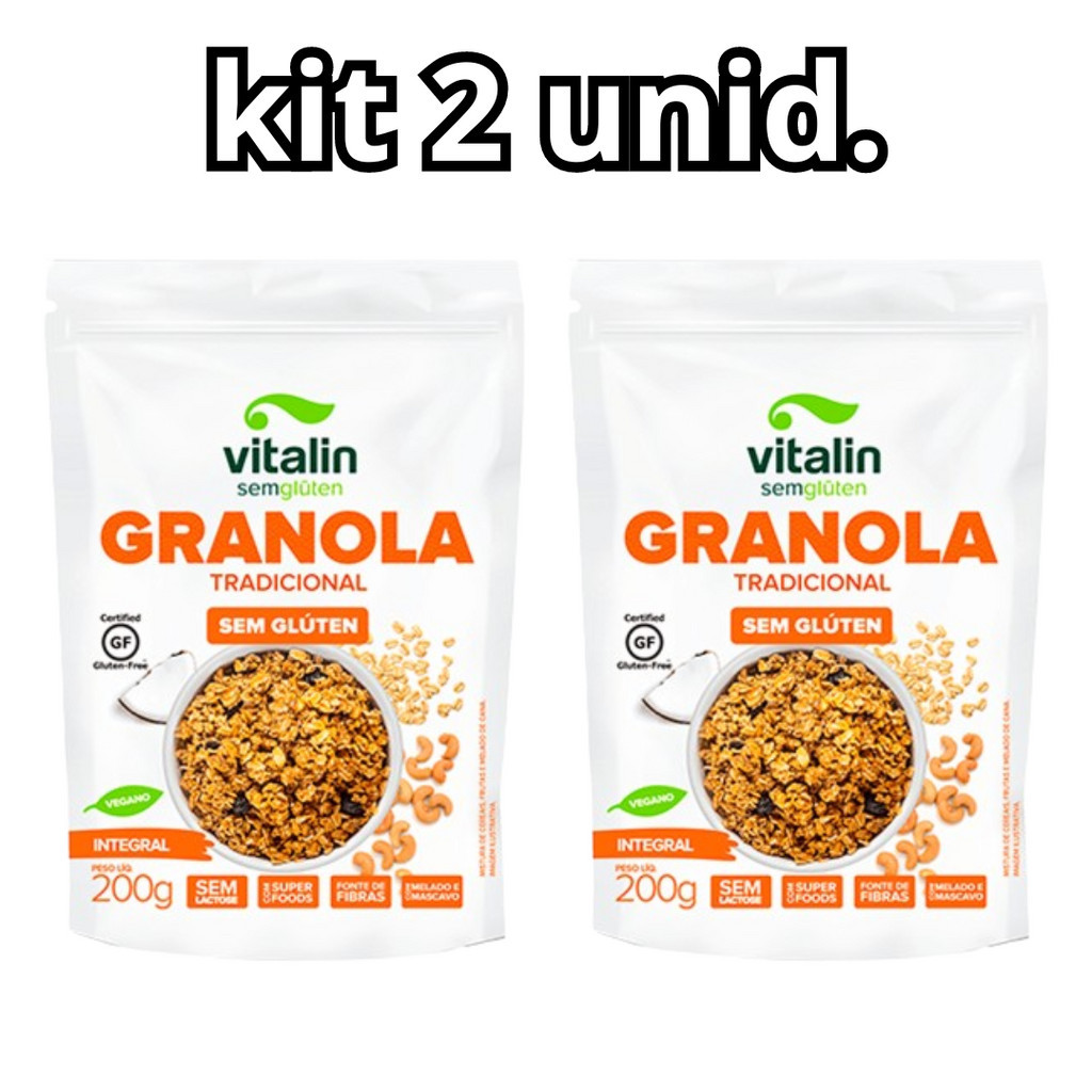 KIT 2 unid Granola Tradicional Sem Glúten Vitalin 200g | Shopee Brasil