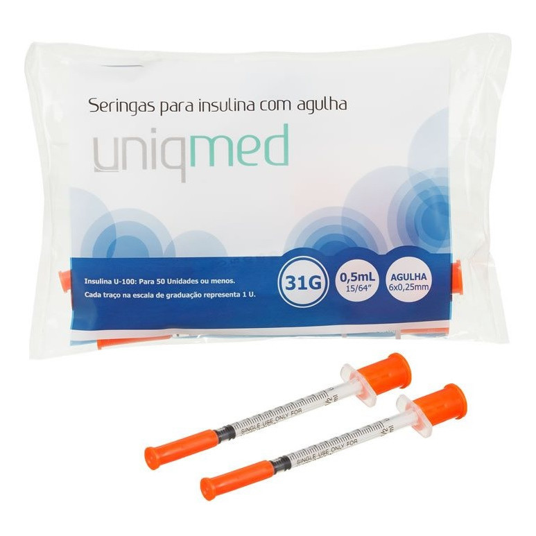 Seringa Ultra Fina Para Insulina Botox Intradermo 0,5ml com Agulha 6x0 ...