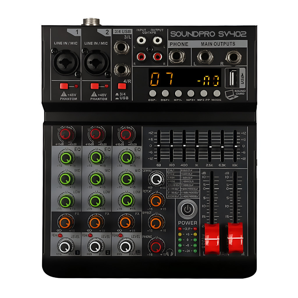 Mixer SoundPro SV402 4 Canais Igreja Barzinho Mesa De Som | Shopee Brasil