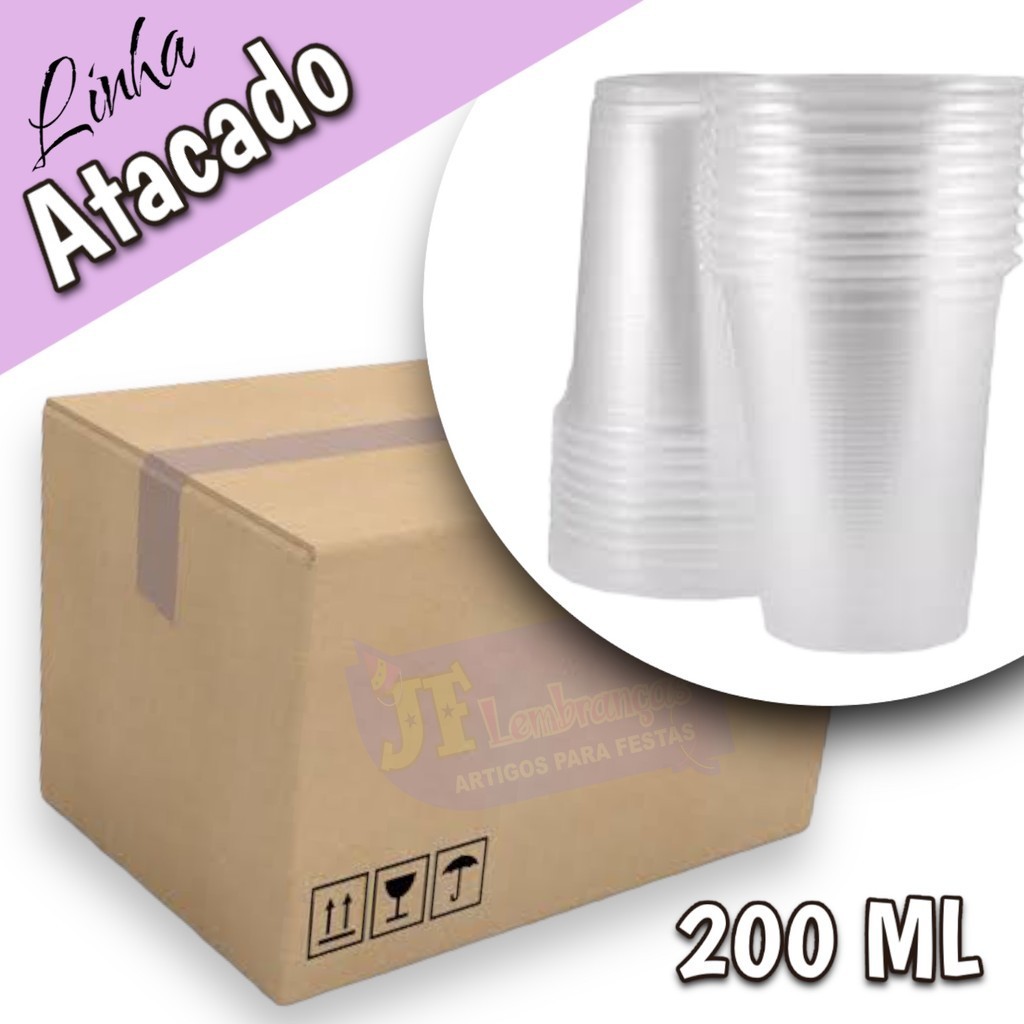 Caixa Copo 200ml Transparente C/2500 Unid (25x100) | Shopee Brasil