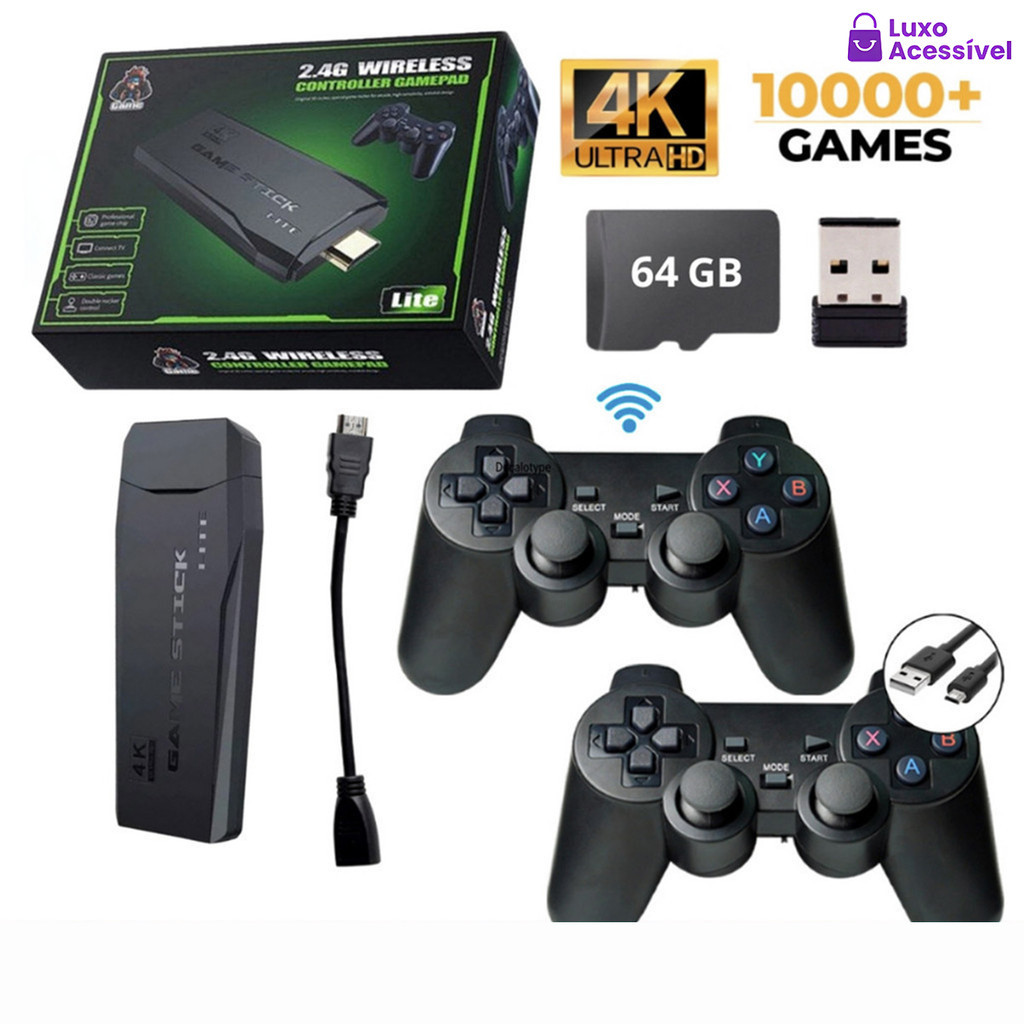 Original , Sem Fio , Portátil . Controle Retrô : 10 Mil Jogos , 4K ...