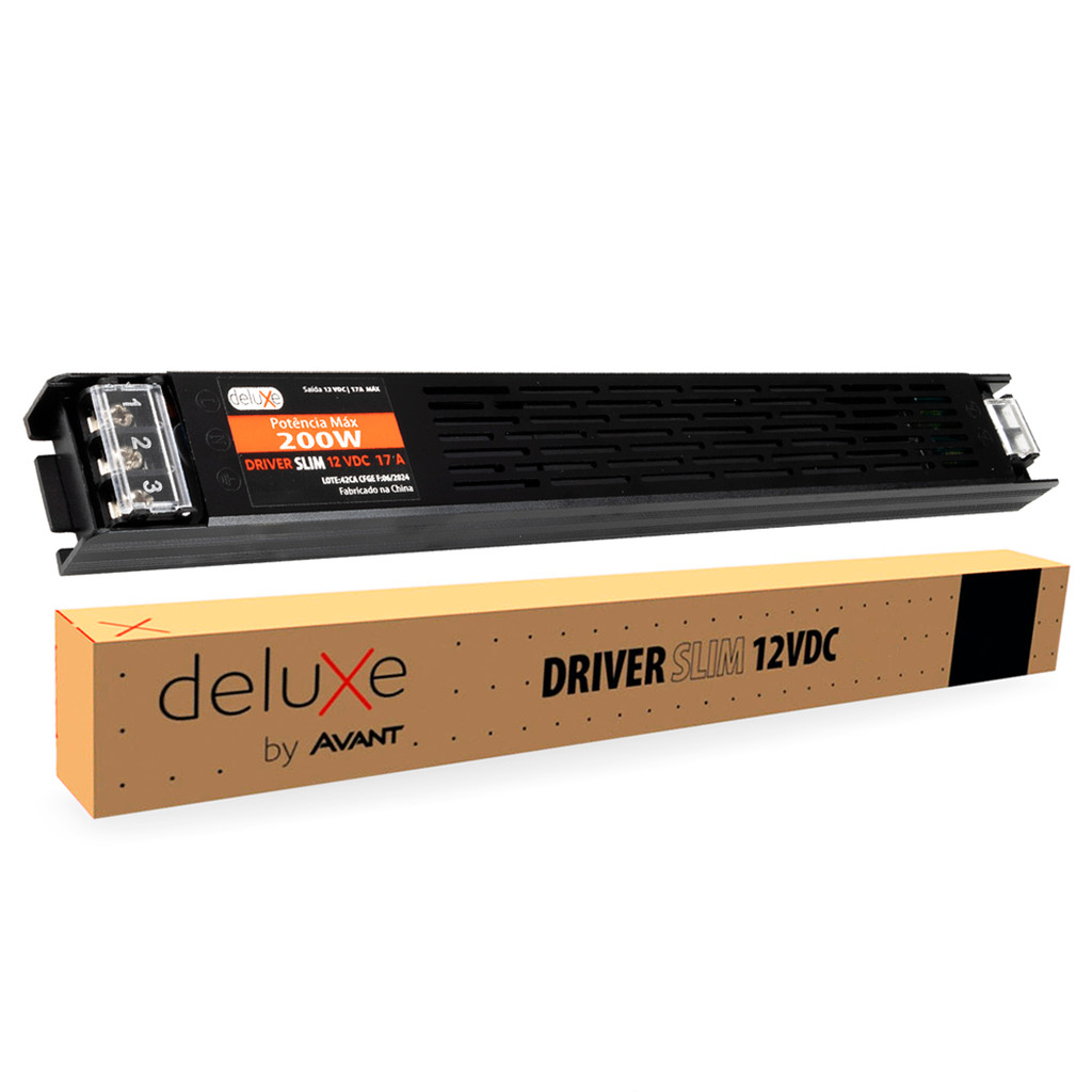 Fonte Driver Slim para fita Led 17a 12v 200w 220v Deluxe | Shopee Brasil