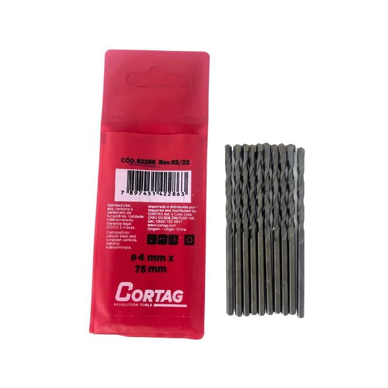 Broca c/ Ponta de Metal Duro Pacote c/ 10 un p/ Concreto 4,0mmx75mm Cód ...