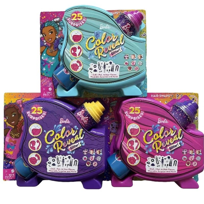 Spot Rasheed # Barbie Surprise Caixas daltônicas Boneca de Cabelo ...