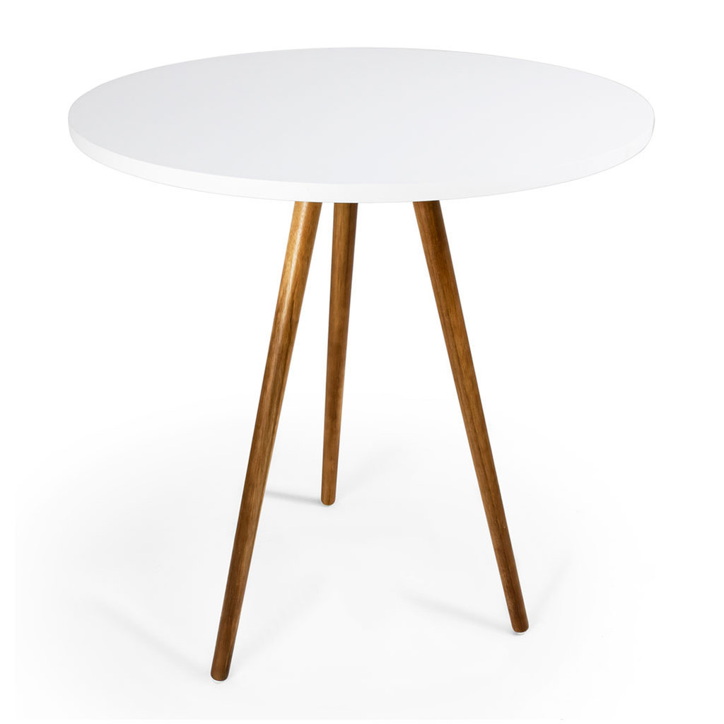 Mesa Redonda Pequena Jantar Branca Preta 60cm Mdf Pés Madeira Fácil ...