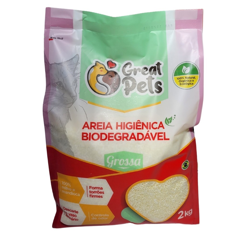 Areia Natural Biodegradável Higiênica Mandioca 2kg Great Pets | Shopee Brasil
