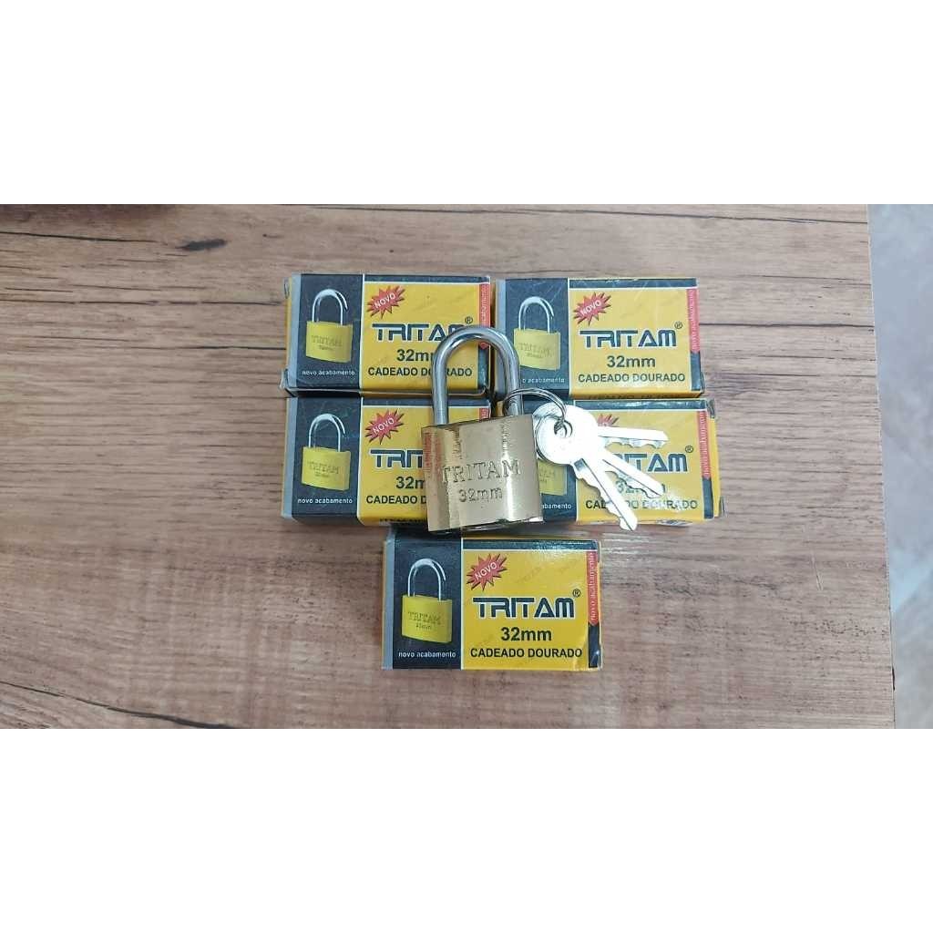 Unidade Cadeado Dourado Tritam 32 mm | Shopee Brasil