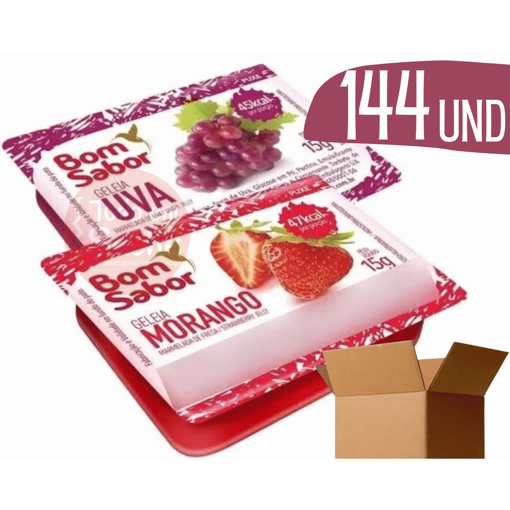 Mini Geleia Bom Sabor Morango Uva Blister Sache Potinho Individual 15g ...