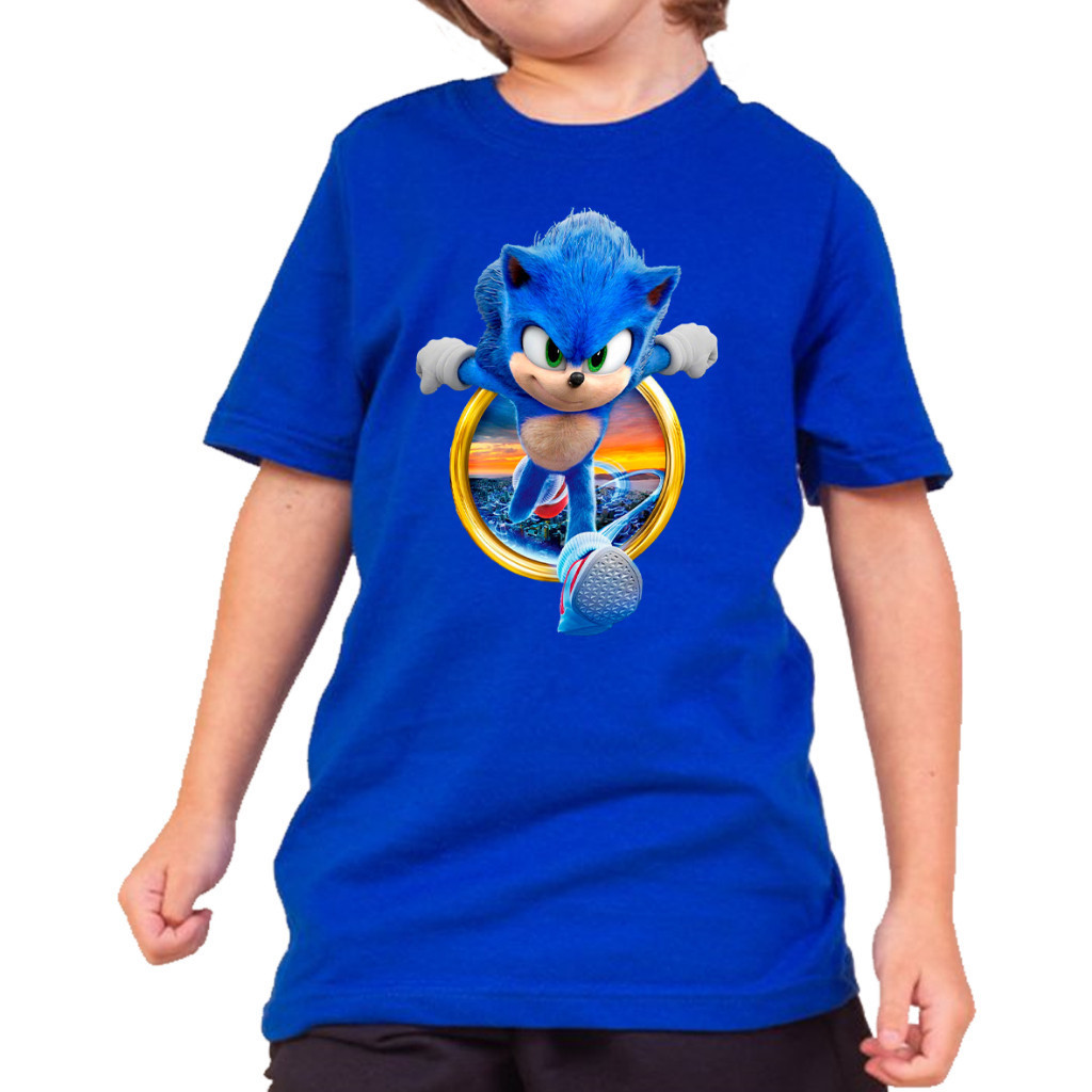 Camiseta Masculina Infantil Sonic Anel Camisa excelente qualidade 100% ...