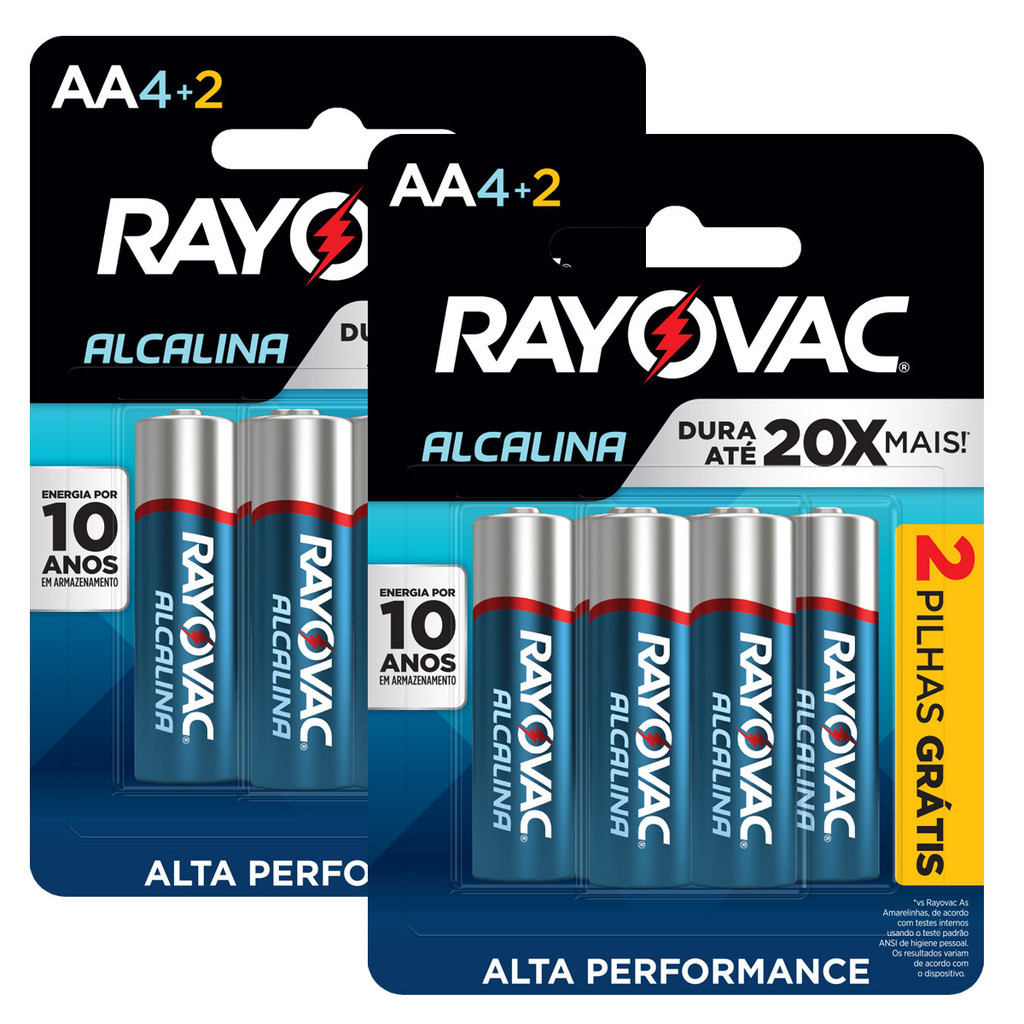 Pilha Alcalina AA Rayovac Bateria 2A Pequena kit 12 unidades | Shopee Brasil