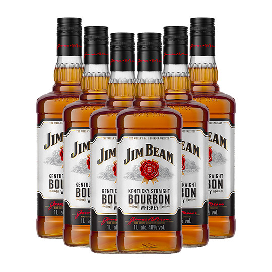 Jim Beam White Bourbon Whisky Americano 6x 1000ml | Shopee Brasil