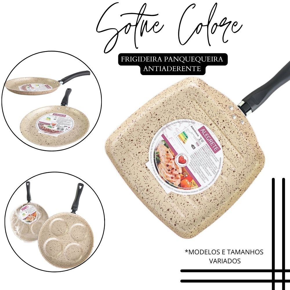 FRIGIDEIRA CERÂMICA STONE CHEF ANTIADERENTE ALUMINIO BEGE COLORE ...