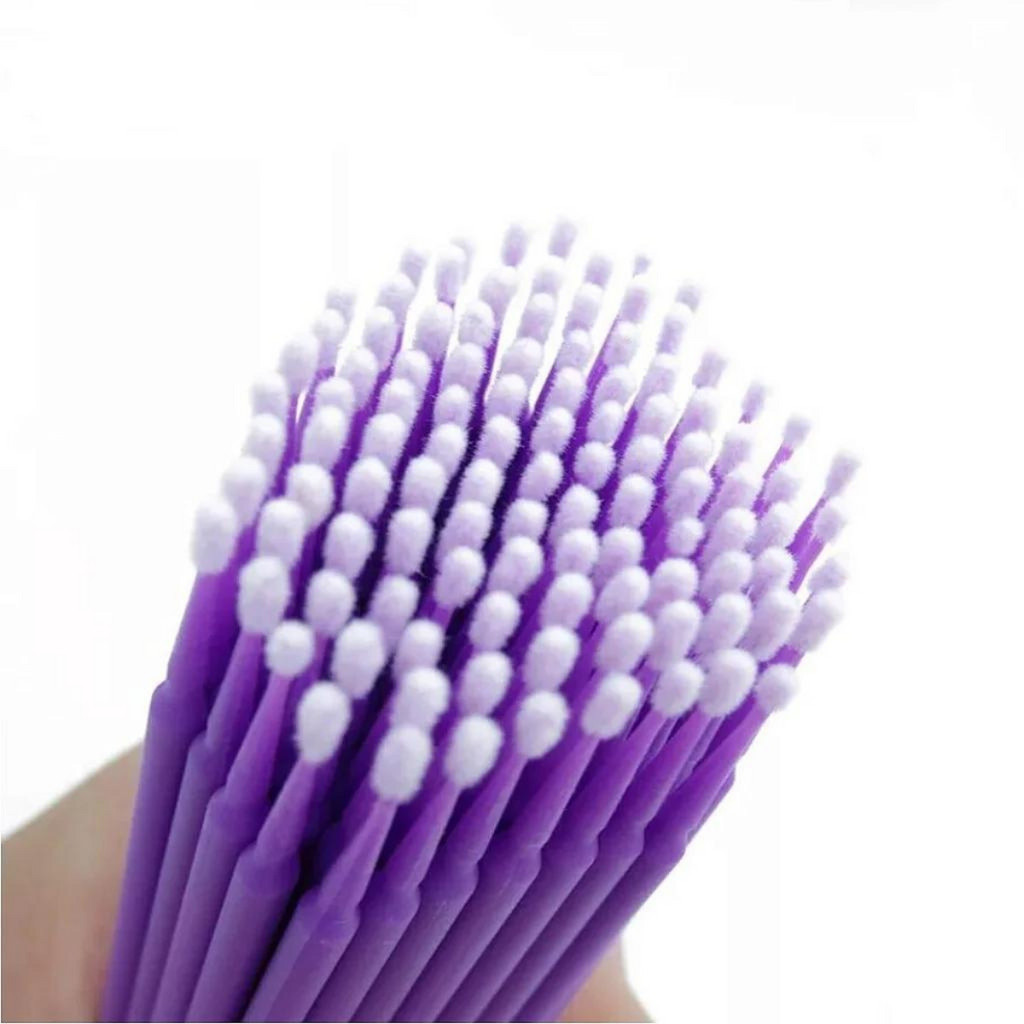 Kit 100 Microbrush Cotonete Cílios Alongamento Fio a Fio Cor Roxo OFERTA | Shopee Brasil