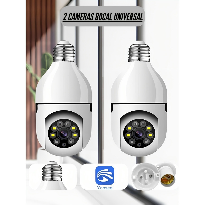 Kit 2 Câmeras Lâmpadas Wi-Fi Full Hd com Visão Noturna Yoosee - Interna ...