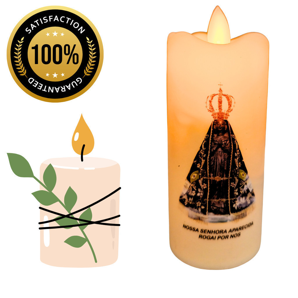 Vela Led Fina Chama Viva Nossa Senhora Aparecida Decorativa Eletrônica ...