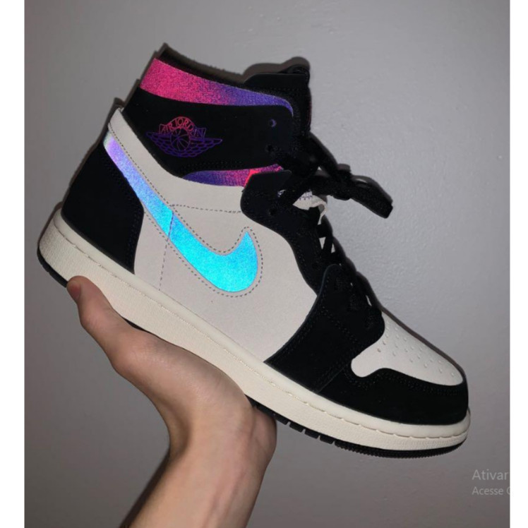 Tenis Nike Air Jordan 1 PSG Neymar Novo Rosa/Roxo Holográfico Masculino ...