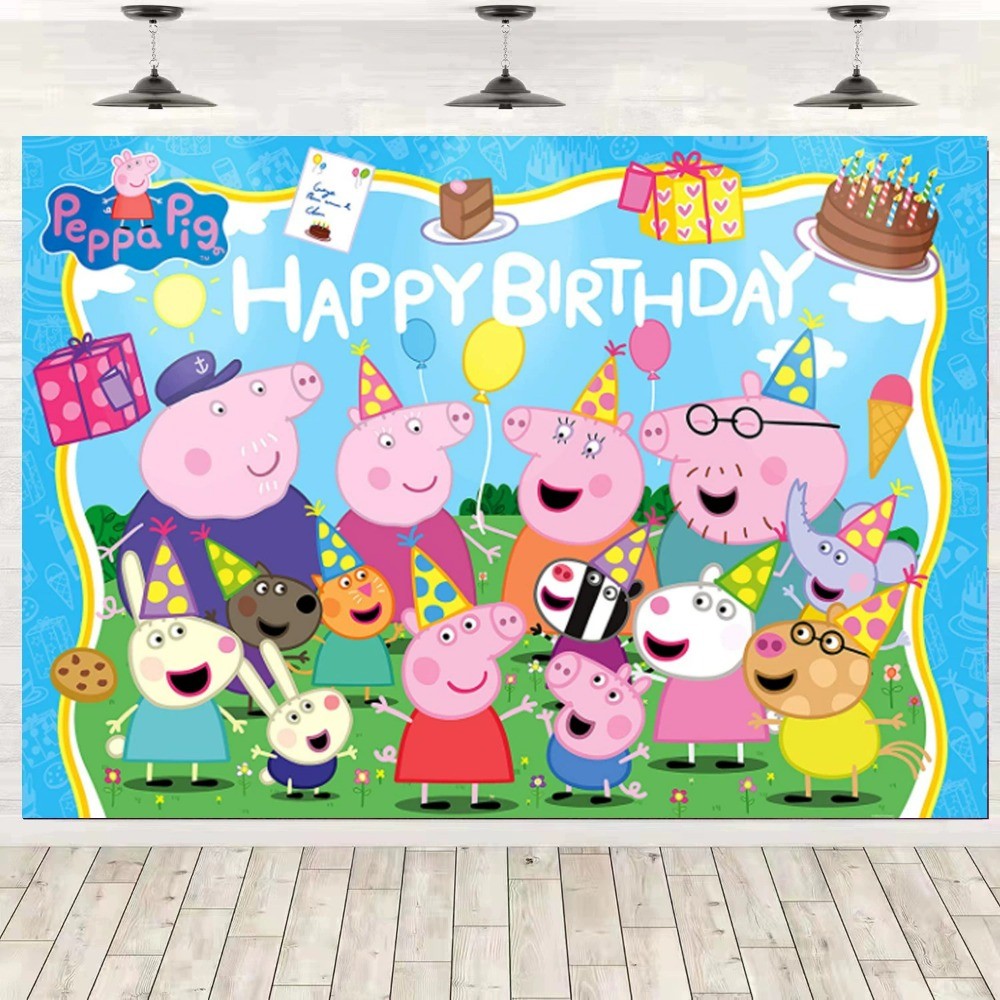 Peppa Pig Aniversário Pano De Fundo Vinil Foto Festa De Banner ...