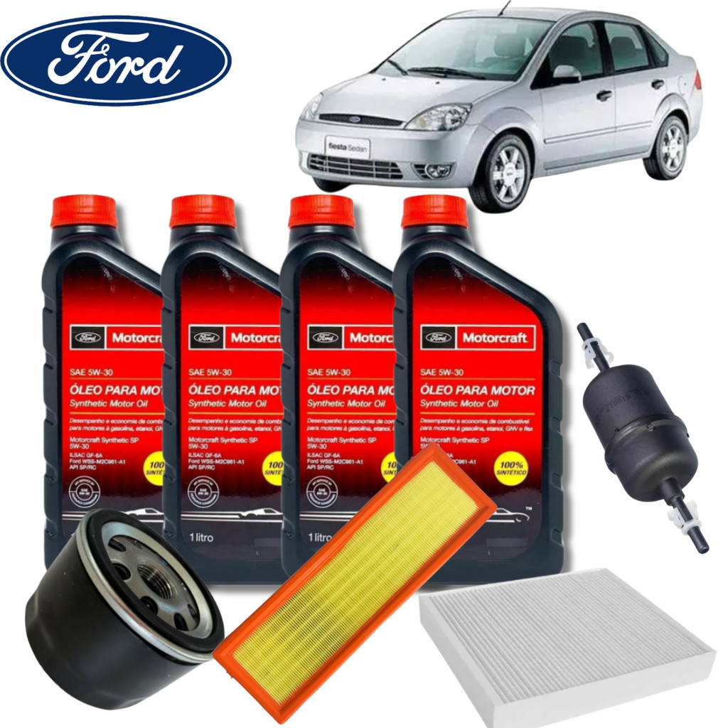 KIT REVISÃO 5W30 MOTORCRAFT SP + FILTROS ( FIESTA 1.6 8V 2004/2015 ...