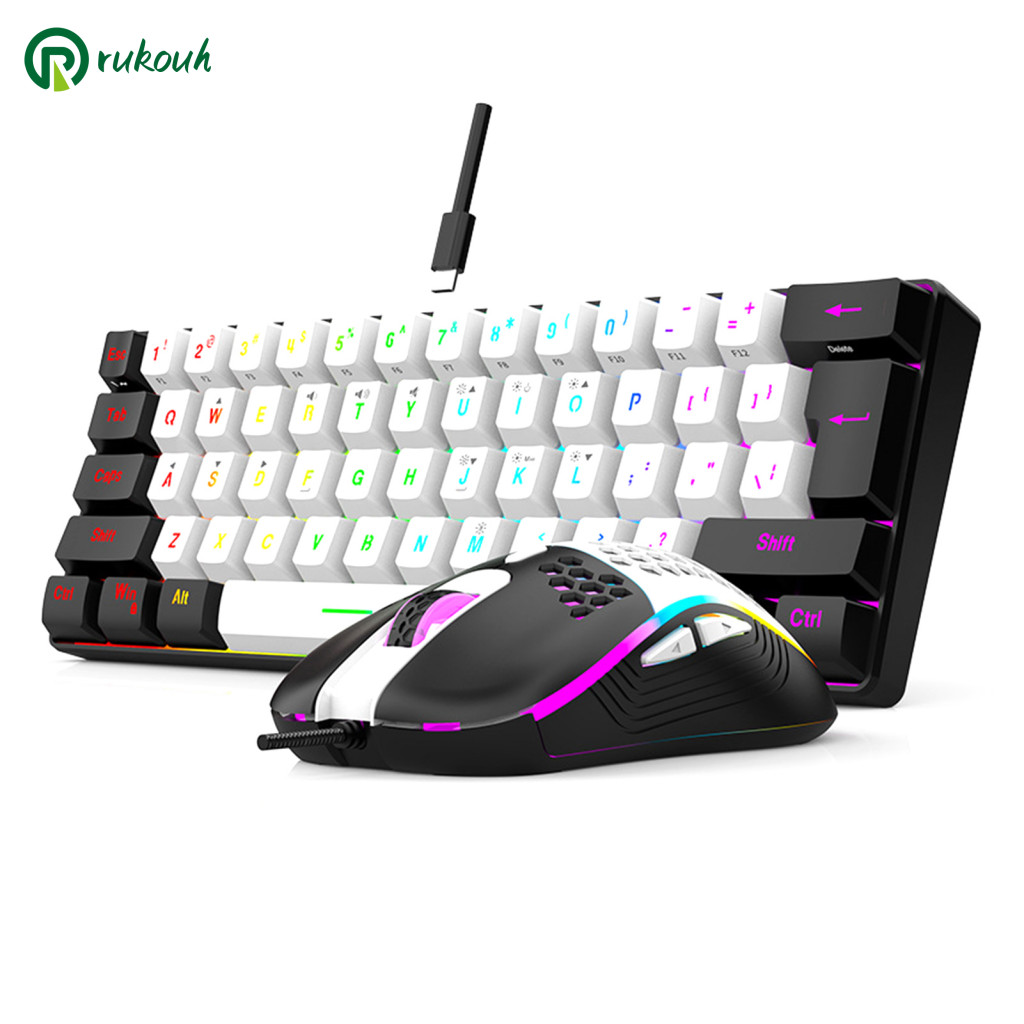 Backlight Gaming Keyboard Rgb Backlit Mechanical 61 Keys Mini Wired ...