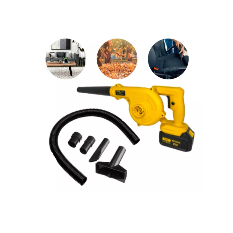 Soprador Aspirador Pó Folhas Portátil Limpeza Bateria 21v Cor Amarelo ...