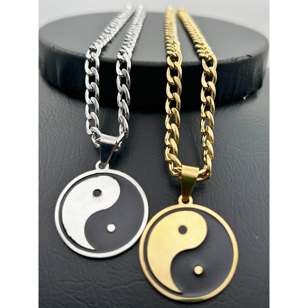 Colar Masculino Com Corrente De Corda Tai Chi Bagua/Yin Yang Em Aço ...