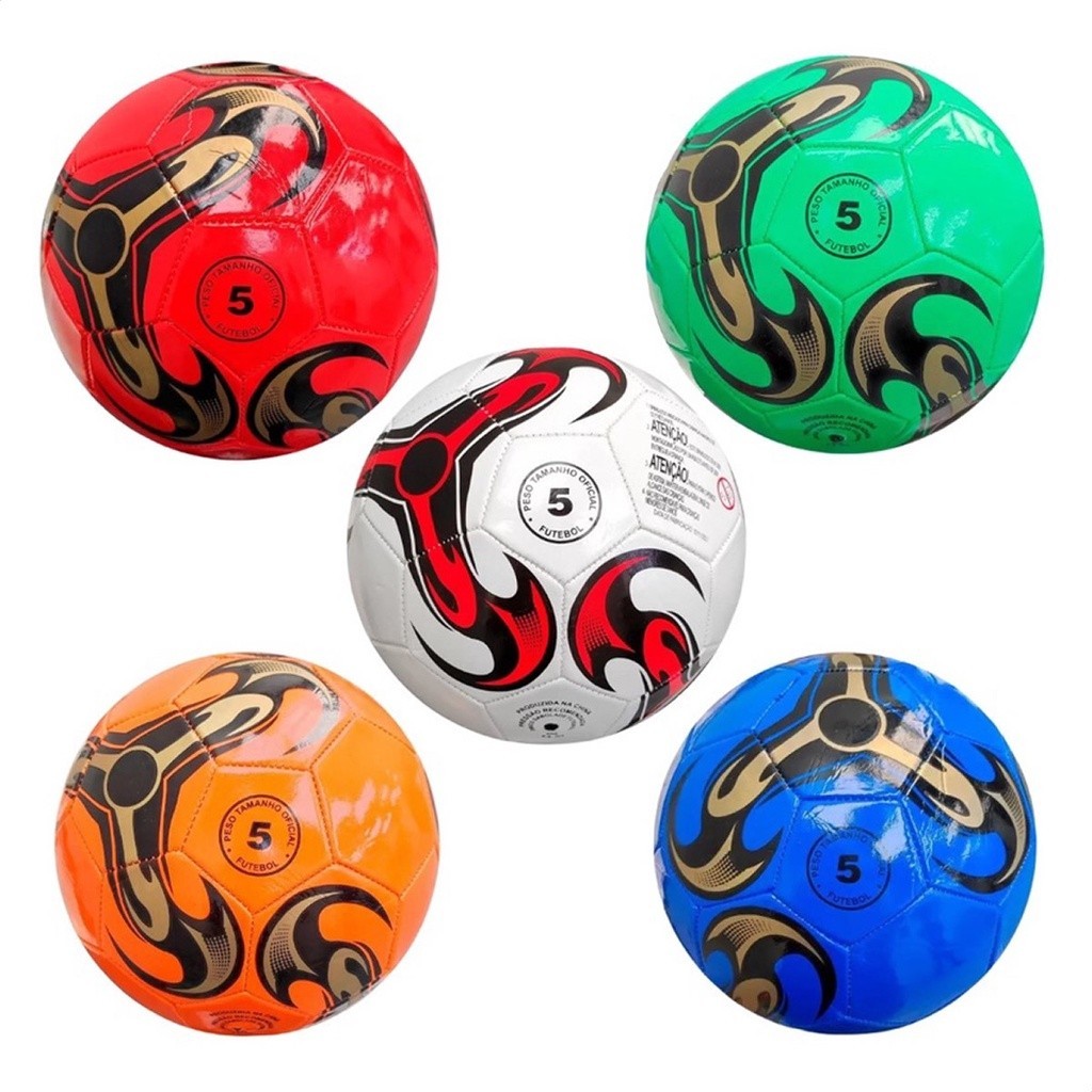 Kit 5 Bolas Futebol de Campo Tamanho 5 Sintético Variadas | Shopee Brasil