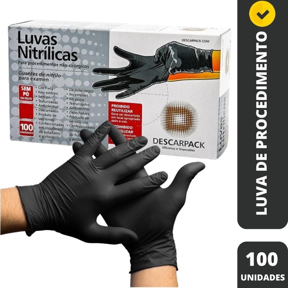 LUVA DE PROCEDIMENTO NITRILICA S/PO G PRETA C/100 DESCARPACK | Shopee Brasil
