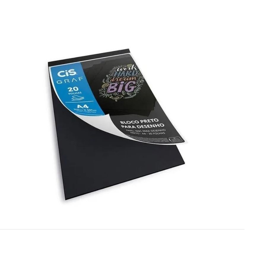 Bloco Desenho Folhas Pretas A4 180g 20 Folhas Cis Lettering | Shopee Brasil