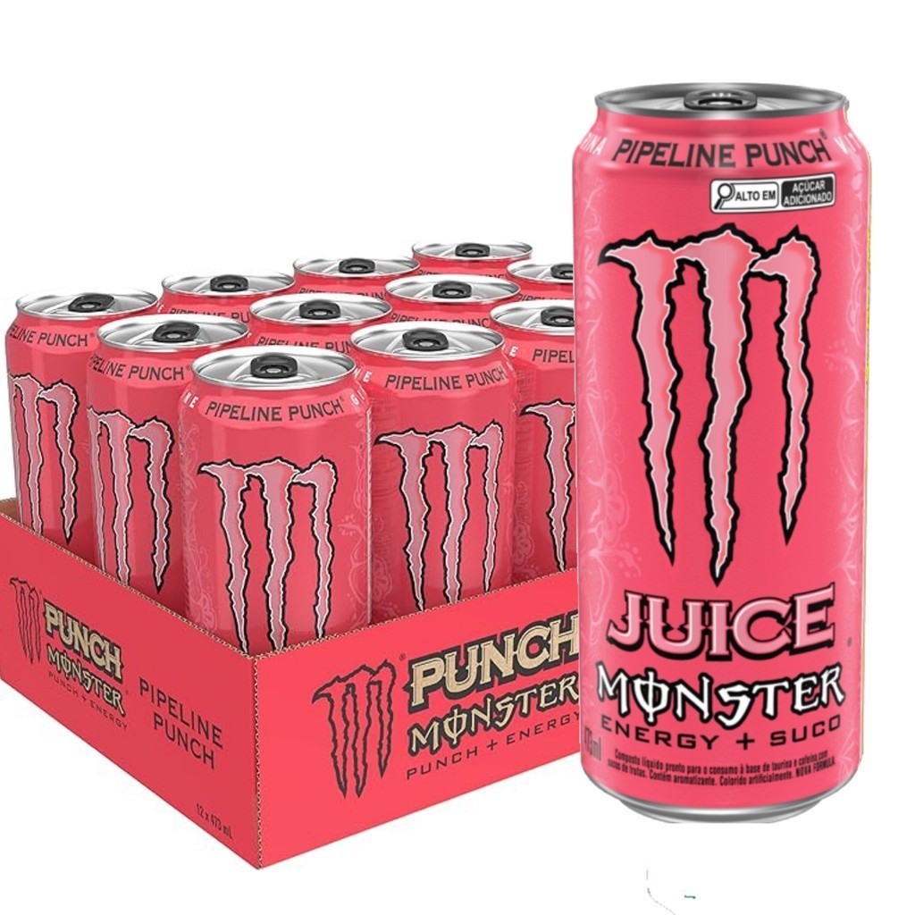 Kit c/12un Energético Monster Energy Pipeline Punch Brasil Juice Lata ...