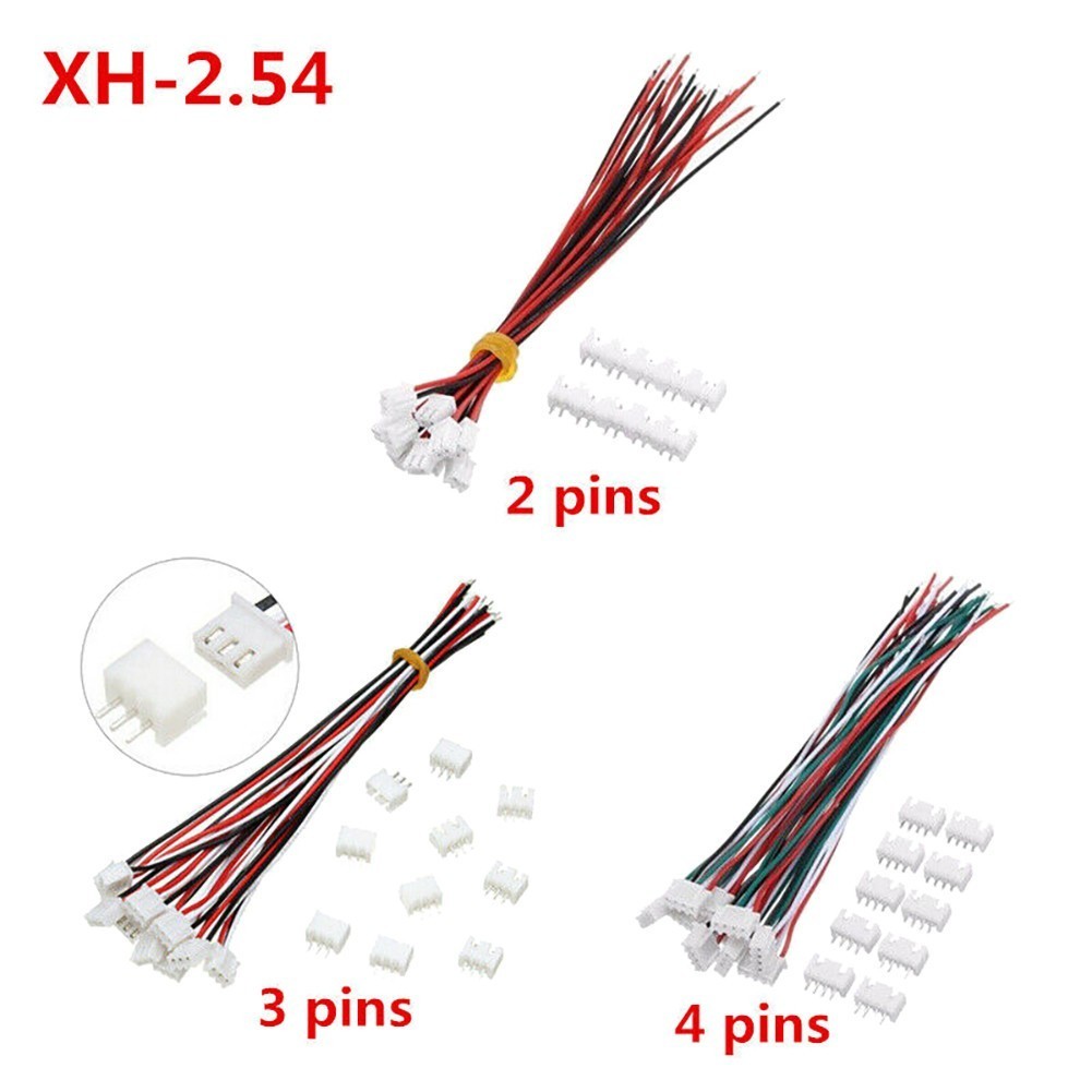 SUPERSL 】 10 Conjuntos JST XH2.54mm Conector De Cabo De Arame 2/3/4 Pinos Fêmea Macho FS ...