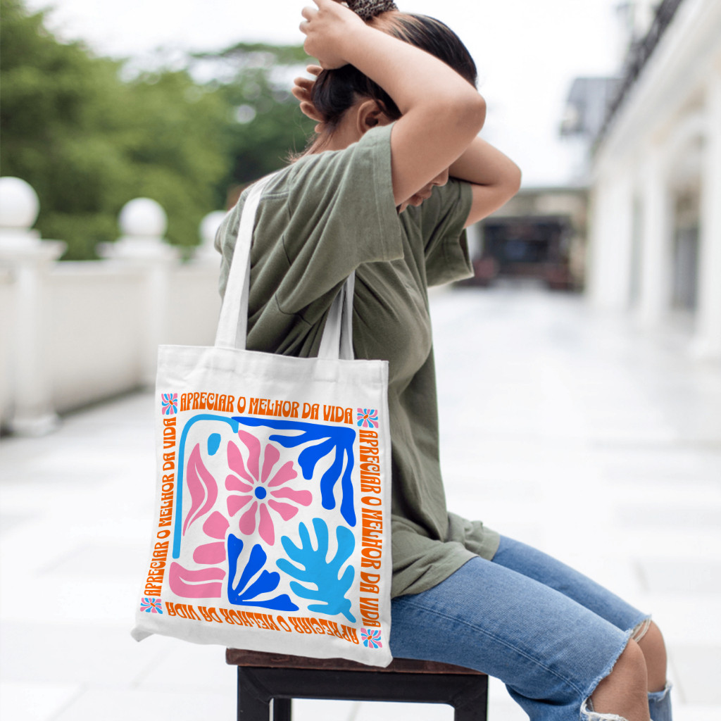 Sacola Ecobag Sustentável Apreciar O Melhor Da Vida Sacola Ecológica Colorida Casual Estilosa ...