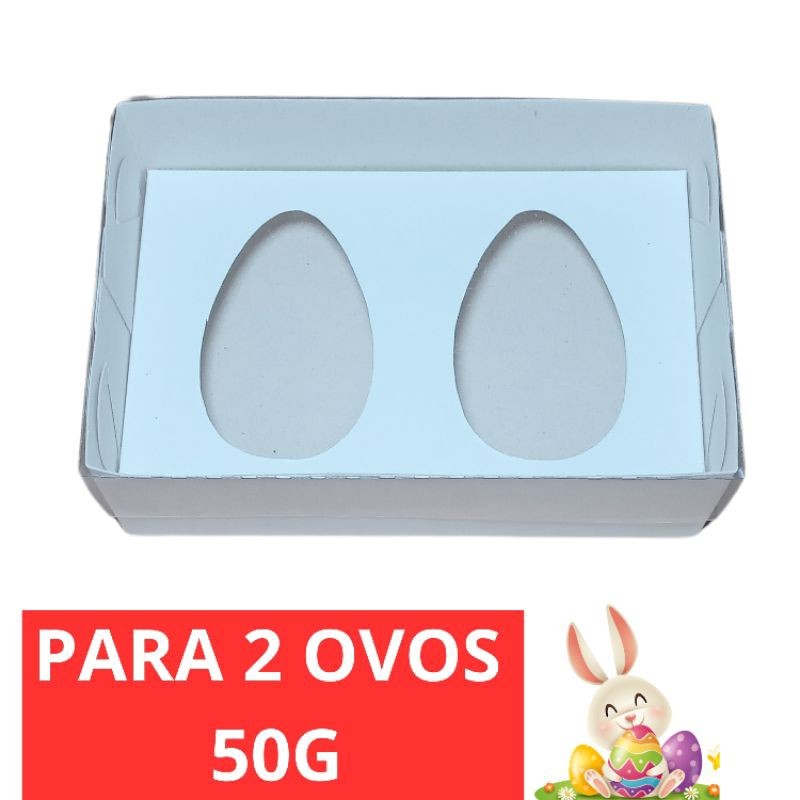 50 Caixas para mini Ovo de Colher Degustação 2 Ovos 50g Branco / Kraft ...