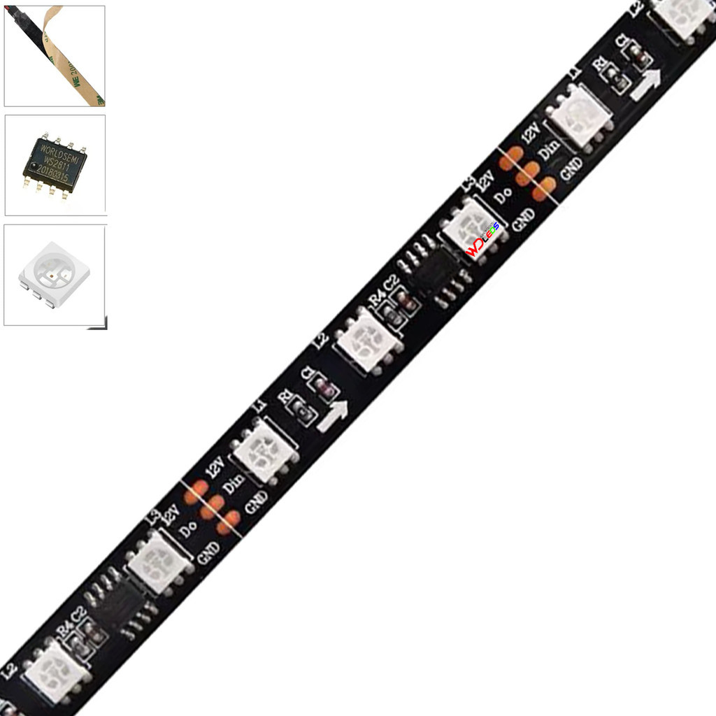 Fita Led Original Ws2811 1m 60l Chip 2811 Alto Brilho Preta | Shopee Brasil
