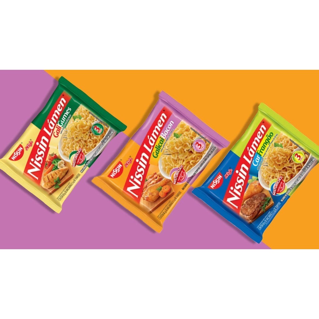 Kit 3 Nissin Miojo Misturiojo Sabores (galinha bacon Legumes Carne ...
