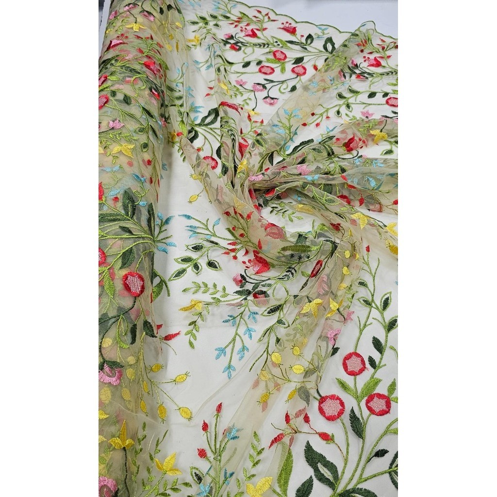 Tule Bordado Multicolor Primavera Modelo A2 | Shopee Brasil