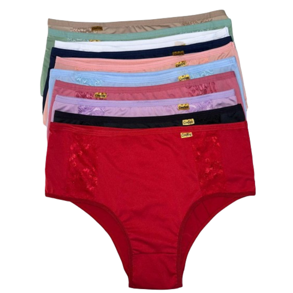 Kit 10 Calcinha Calçola Conforto Com Renda Senhora Tangão Plus Size ...