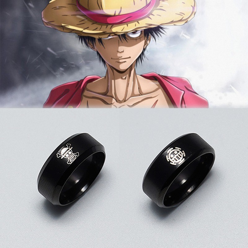 Anime One Piece Ring Law Trafalgar Luffy Zoro Ace Aço Inoxidável Homem ...