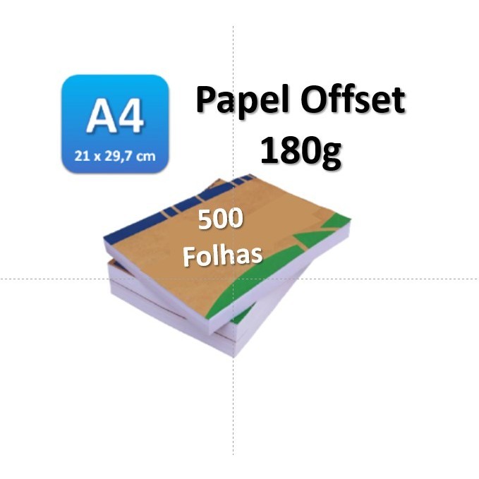 Papel Offset 180g - A4 - Pacote 500 Folhas | Shopee Brasil