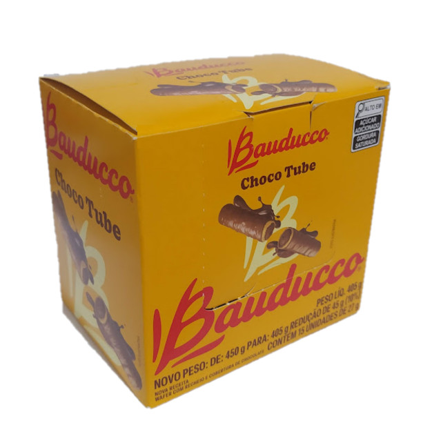 Caixa 15 Choco Tube Bauducco 405g kit com 15 unidades de 27g Wafer com ...